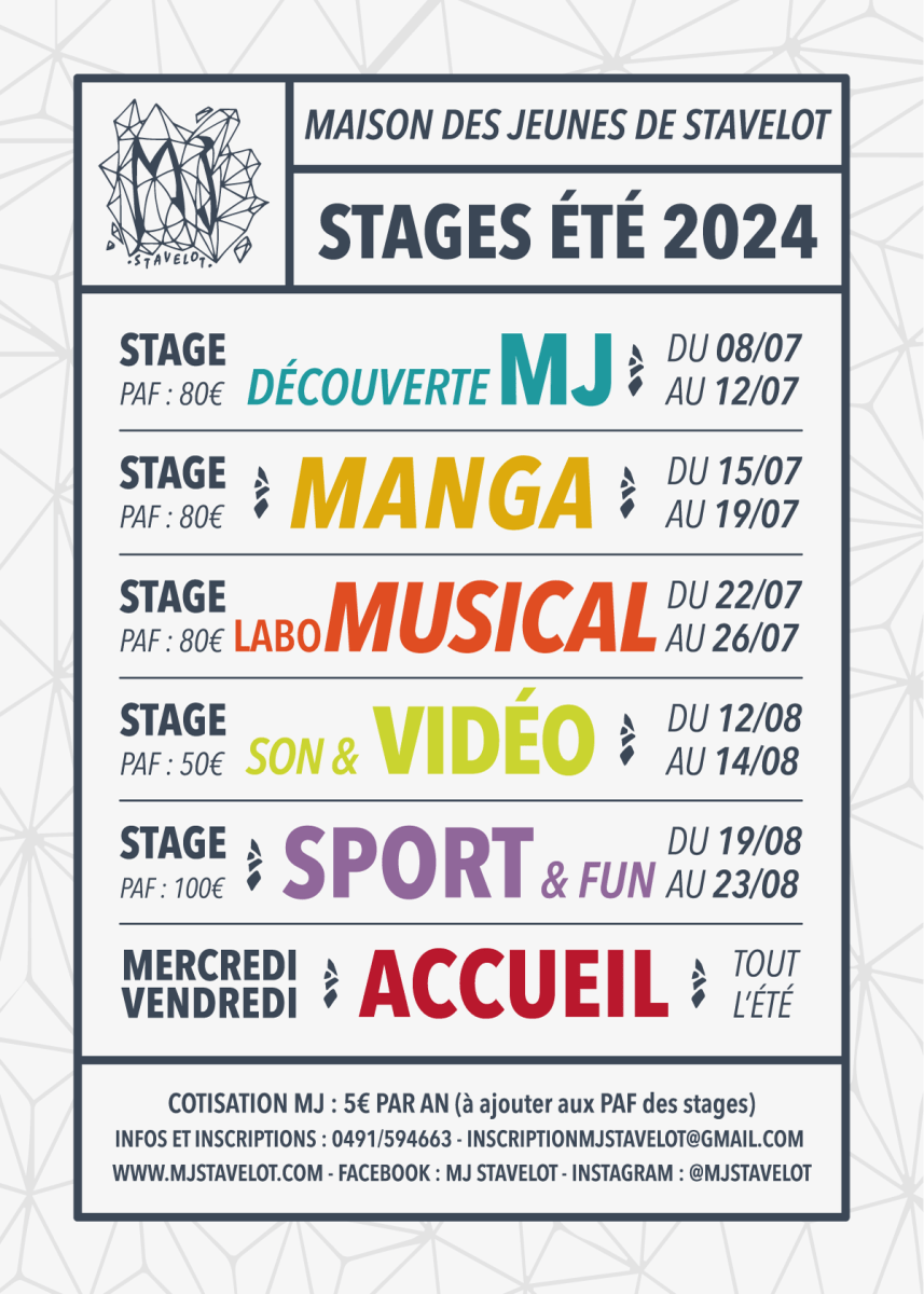 Programme été 2024 Maison Des Jeunes De Stavelot