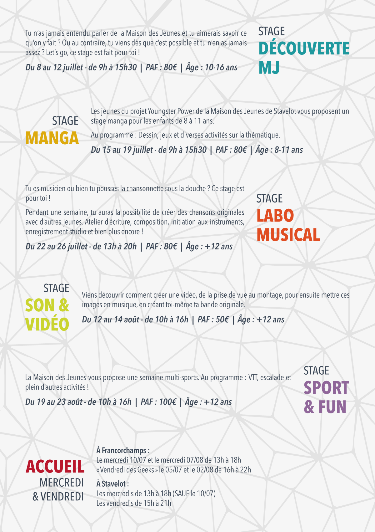 Programme été 2024 Maison Des Jeunes De Stavelot